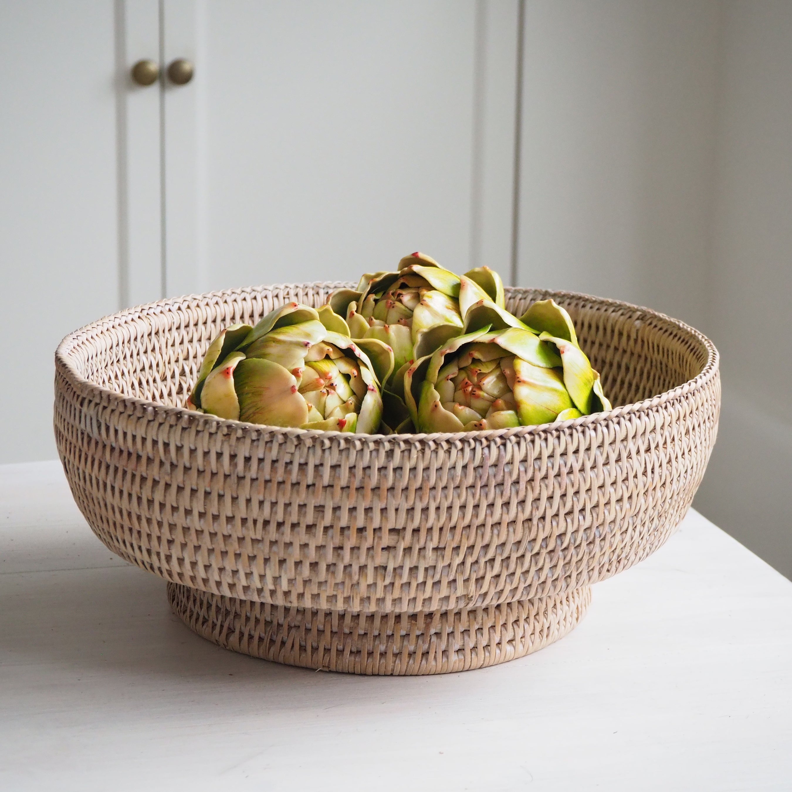 Whitewash Rattan Display Bowl – Dot and Blush