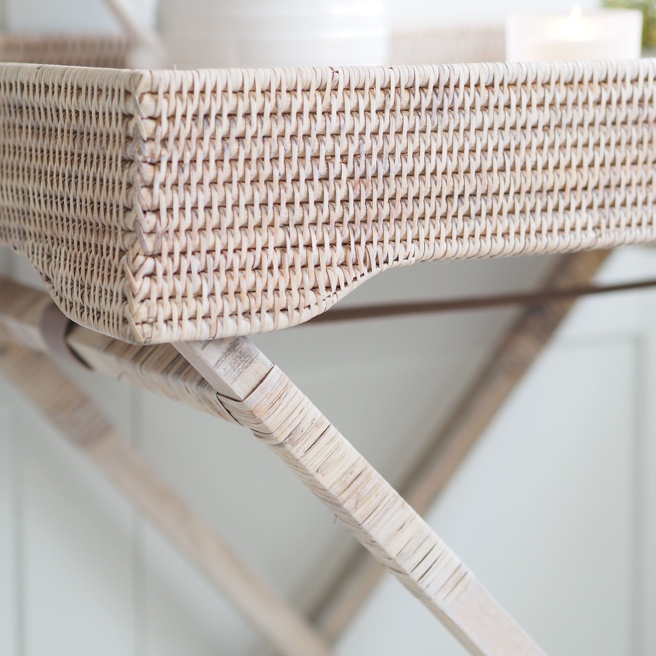 Whitewash Rattan Butlers Tray Table – Dot and Blush