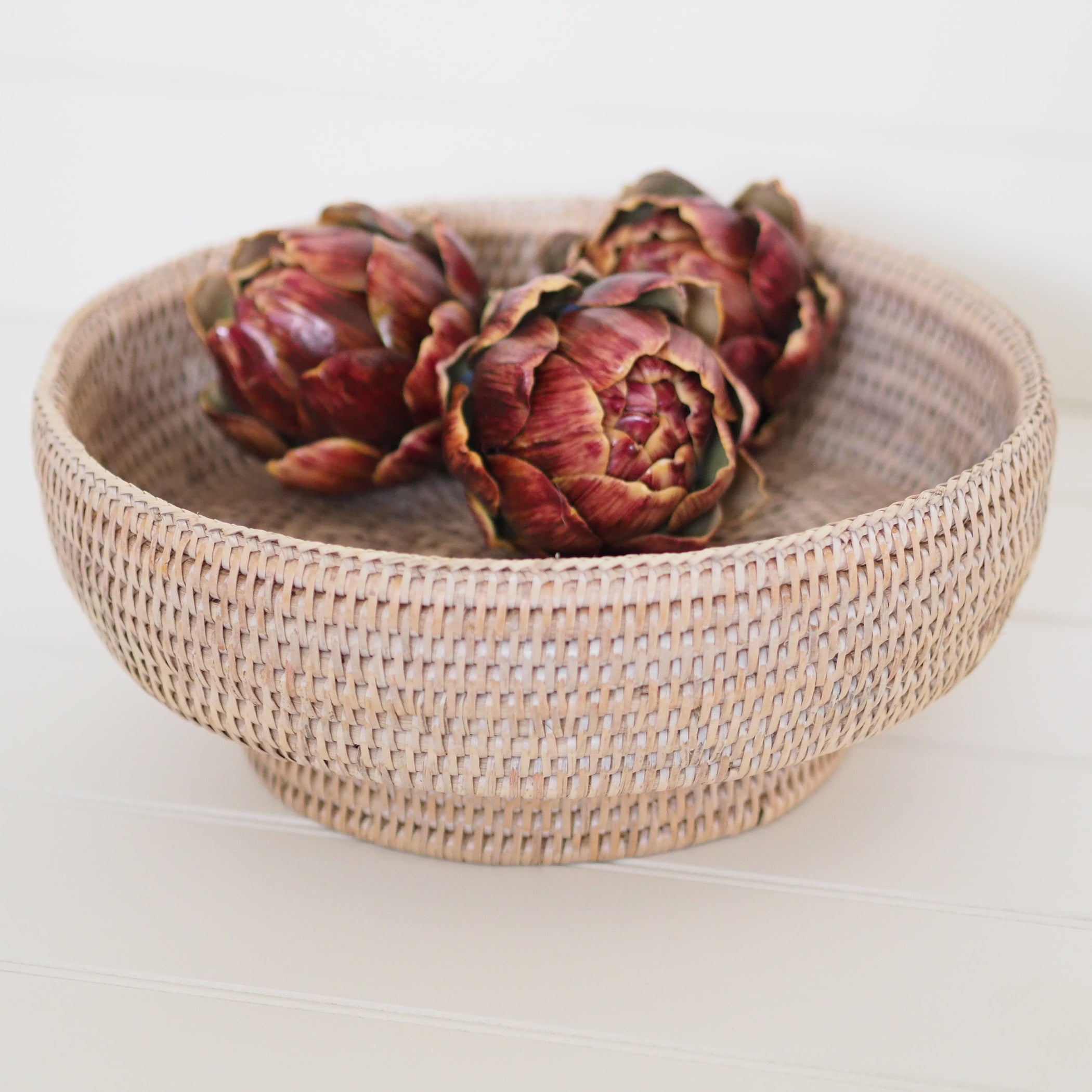 Whitewash Rattan Display Bowl – Dot and Blush