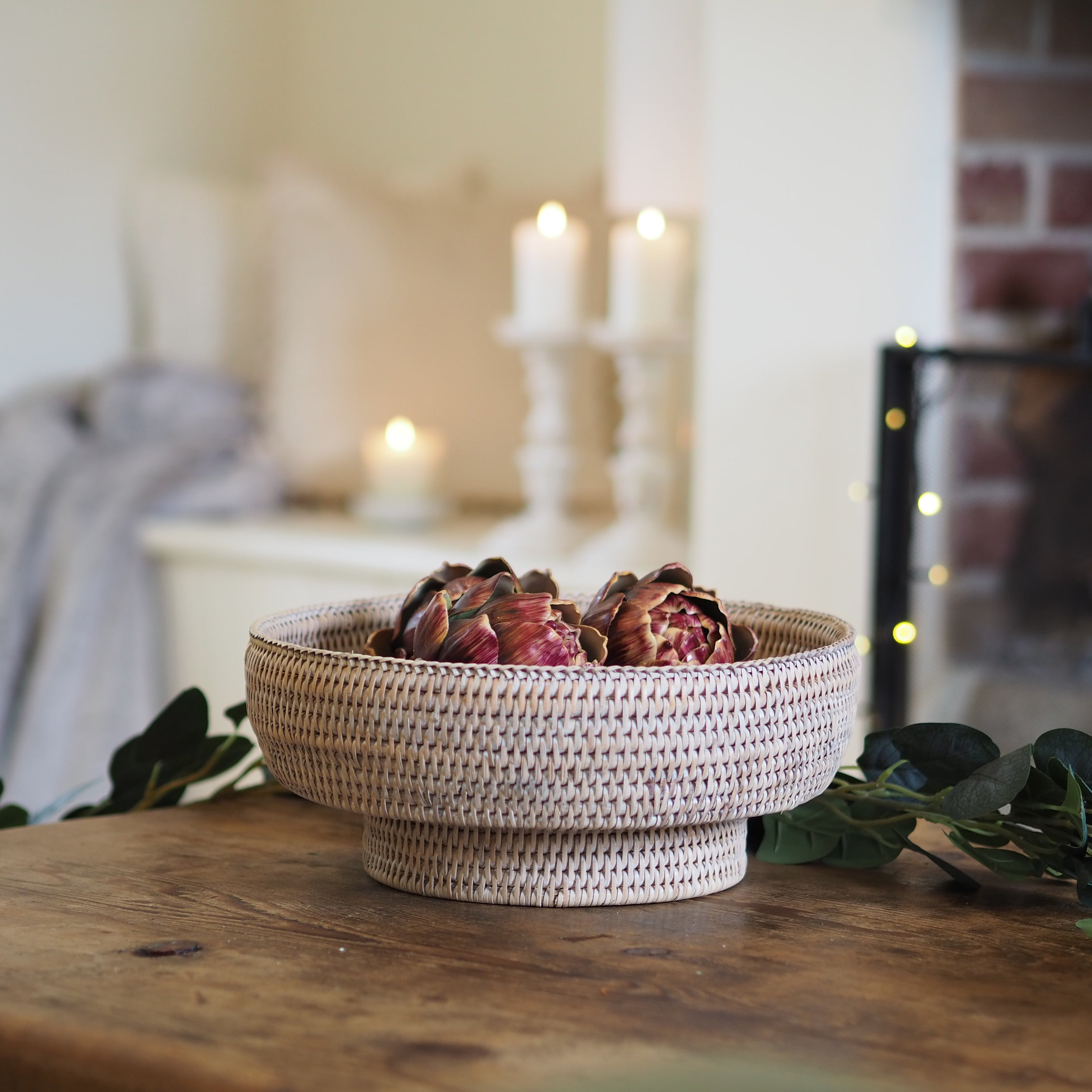 Whitewash Rattan Display Bowl – Dot and Blush