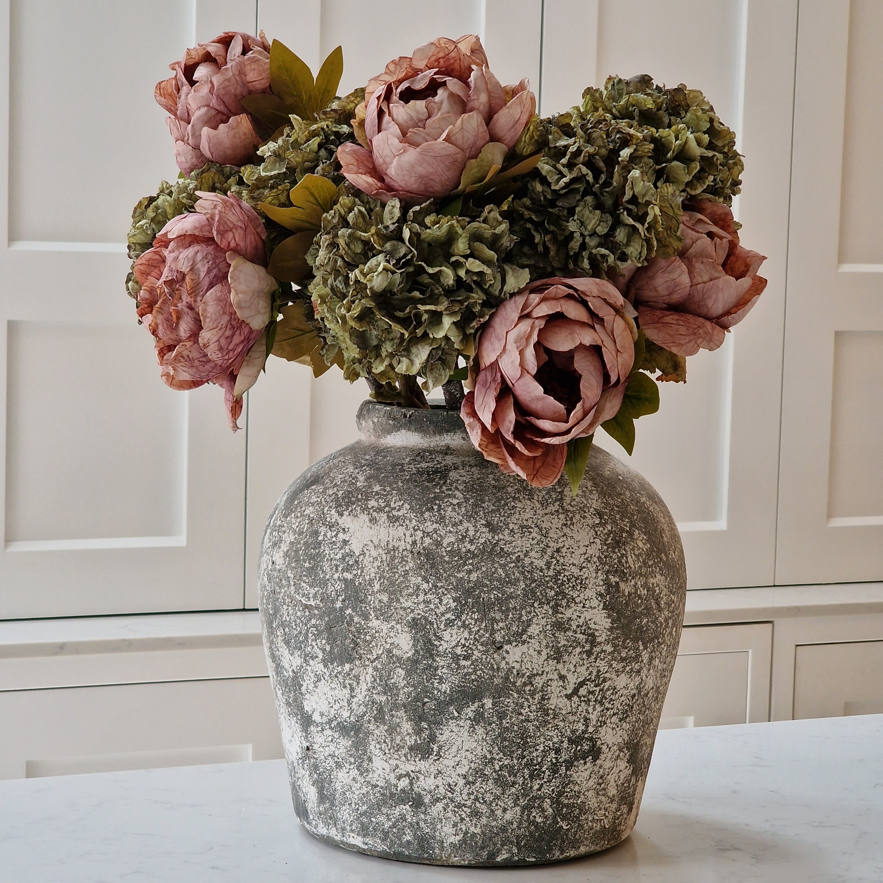 Closed Peony & Hydrangea Faux Flower Bouquet – Dot and Blush