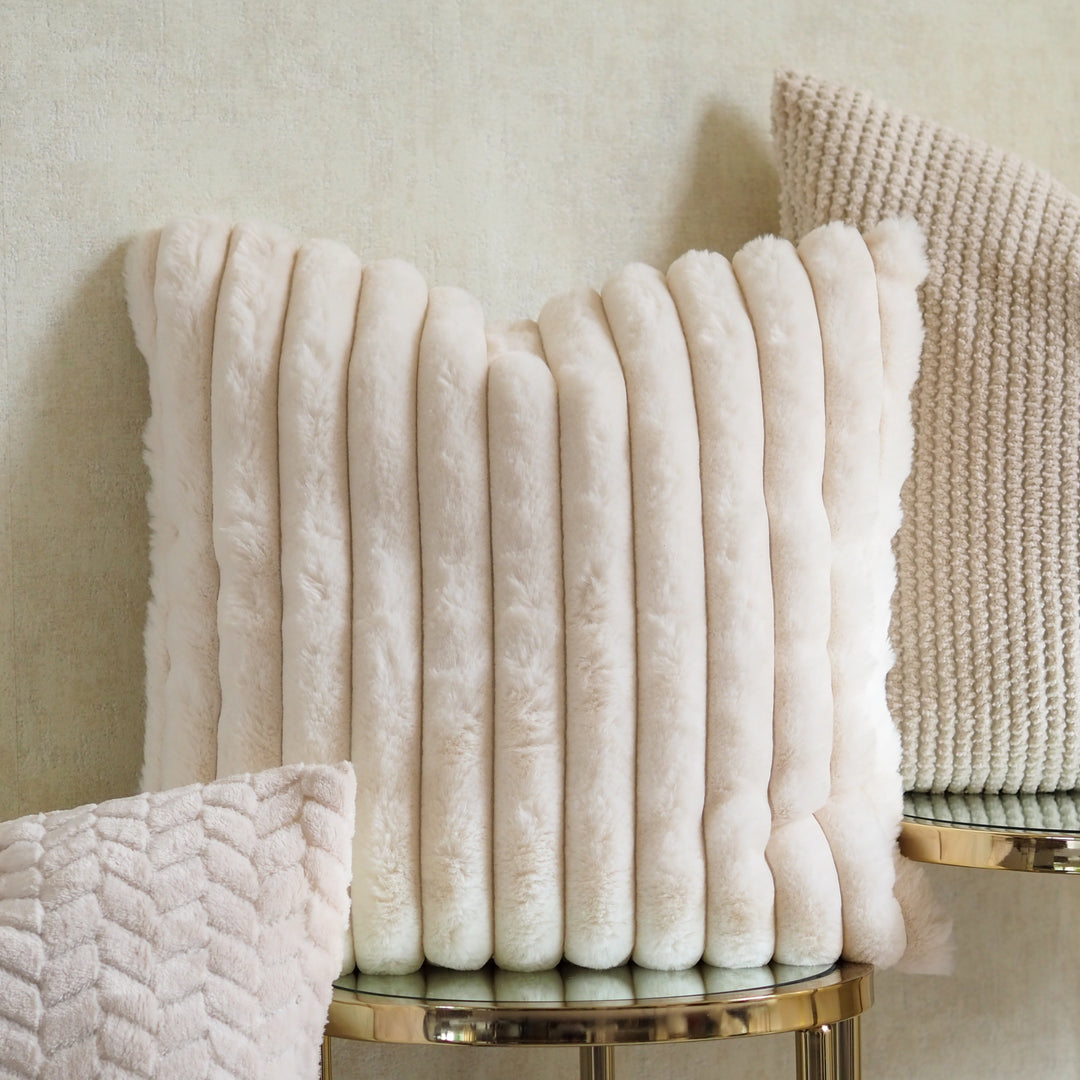 Super Soft Faux Rabbit Fur Cushion – Dot and Blush